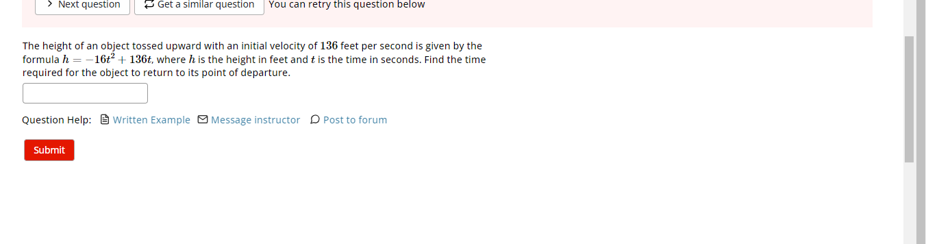 Solved The height of an object tossed upward with an initial | Chegg.com