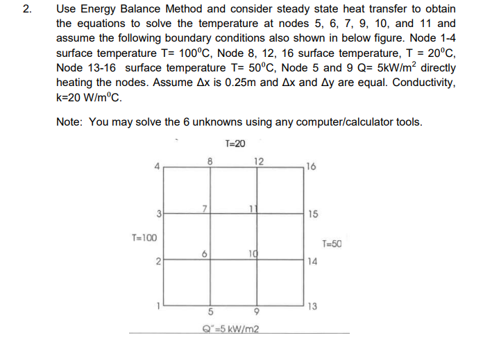 Solved 2. Use Energy Balance Method and consider steady | Chegg.com