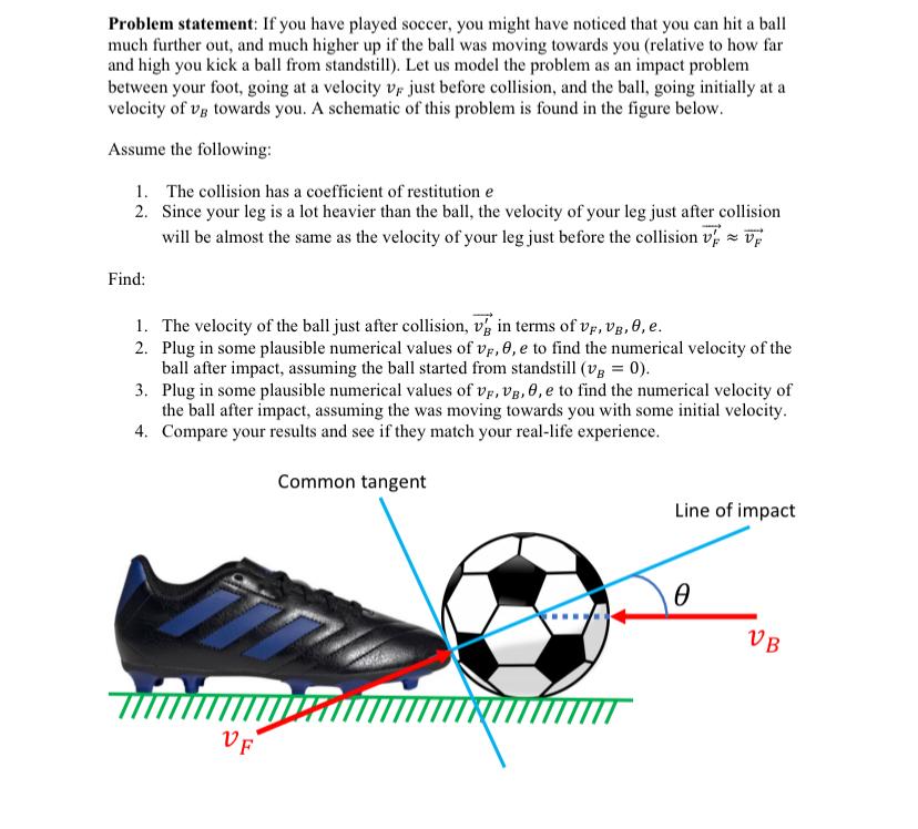 Problem statement: If you have played soccer, you | Chegg.com