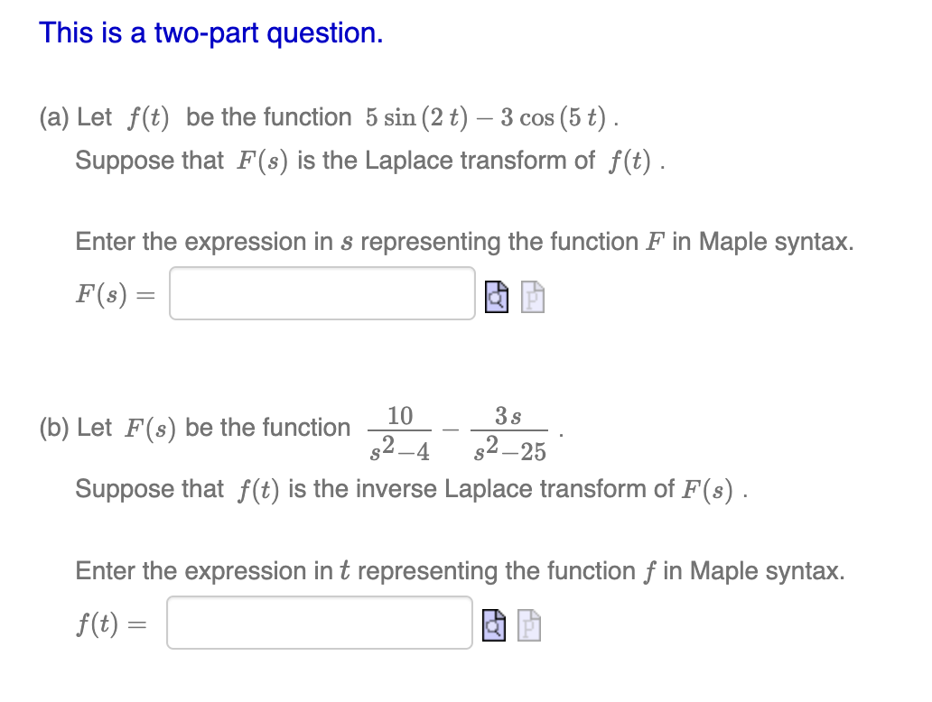 Solved This is a two-part question. (a) Let f(t) be the | Chegg.com