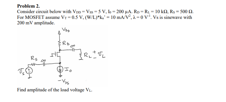 Solved Problem 2. Consider circuit below with Vpp = Vss = 5 | Chegg.com