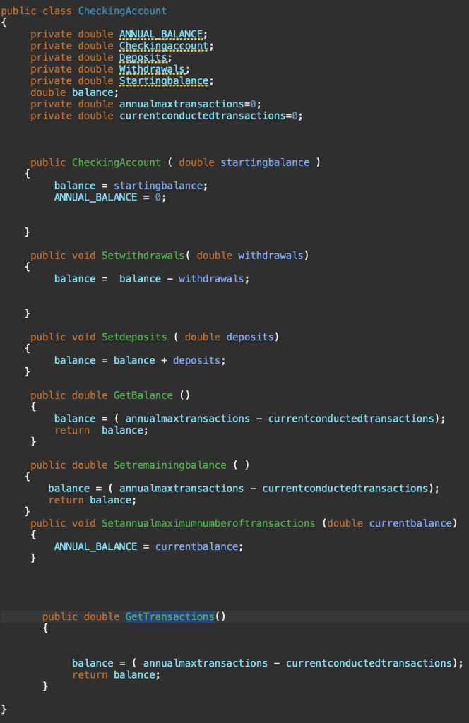 Solved Design a CheckingAccount class that stores a | Chegg.com