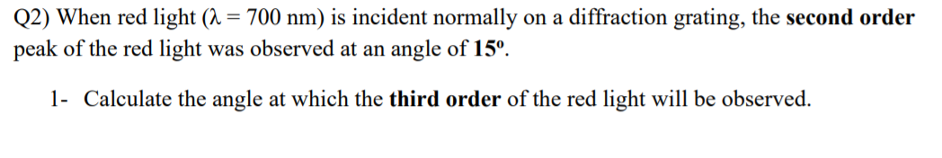 Solved (2) When red light (a = 700 nm) is incident normally | Chegg.com