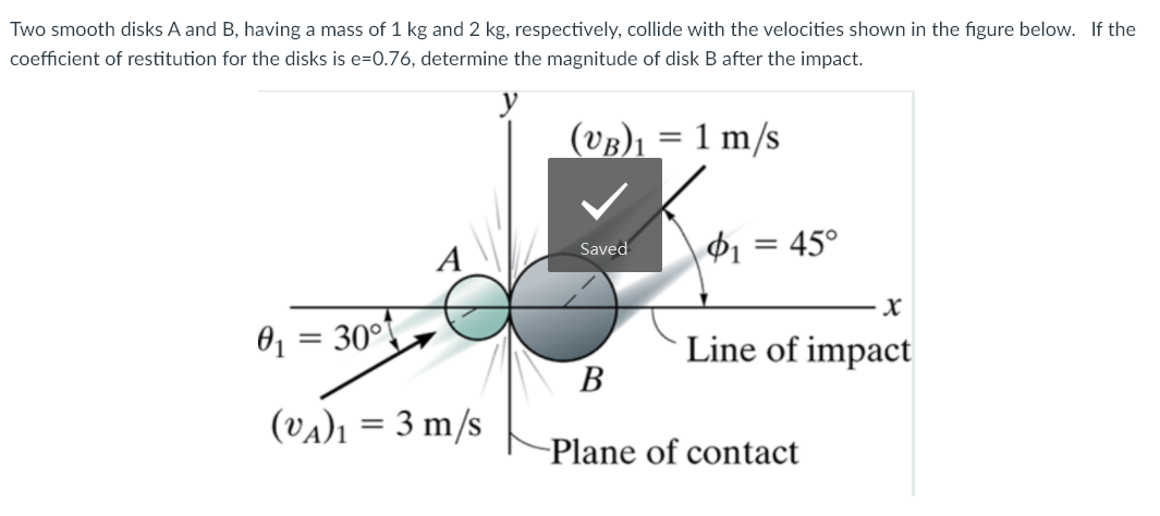 Solved Two smooth disks A and B, having a mass of 1 kg and 2 | Chegg.com