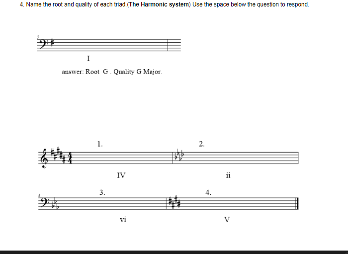 4. Name the root and quality of each triad.(The | Chegg.com