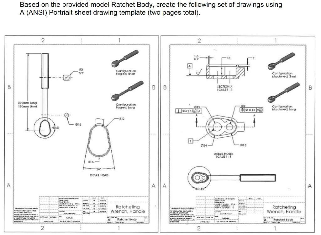 Solved Based on the provided model Ratchet Body, create the | Chegg.com