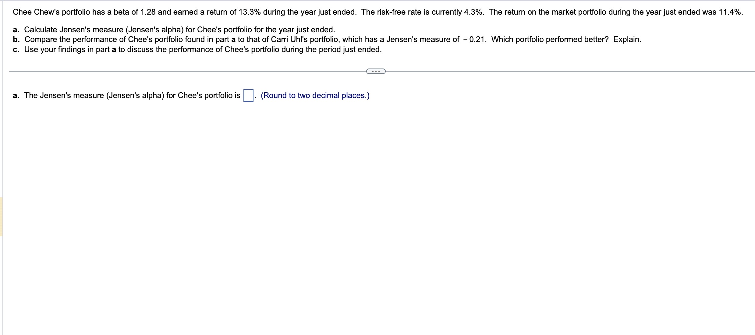 Solved a. Calculate Jensen's measure (Jensen's alpha) for | Chegg.com
