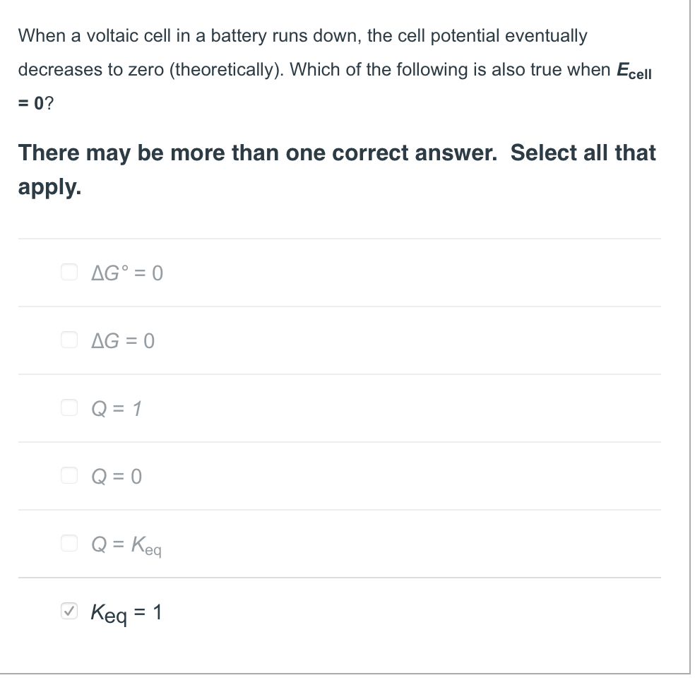Solved When a voltaic cell in a battery runs down, the cell | Chegg.com