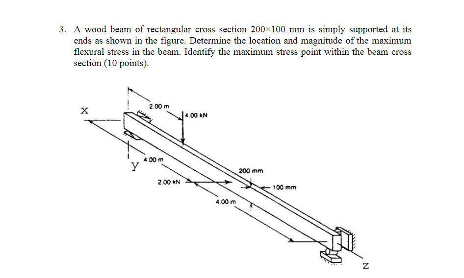 Solved 3. A wood beam of rectangular cross section 200x100 | Chegg.com