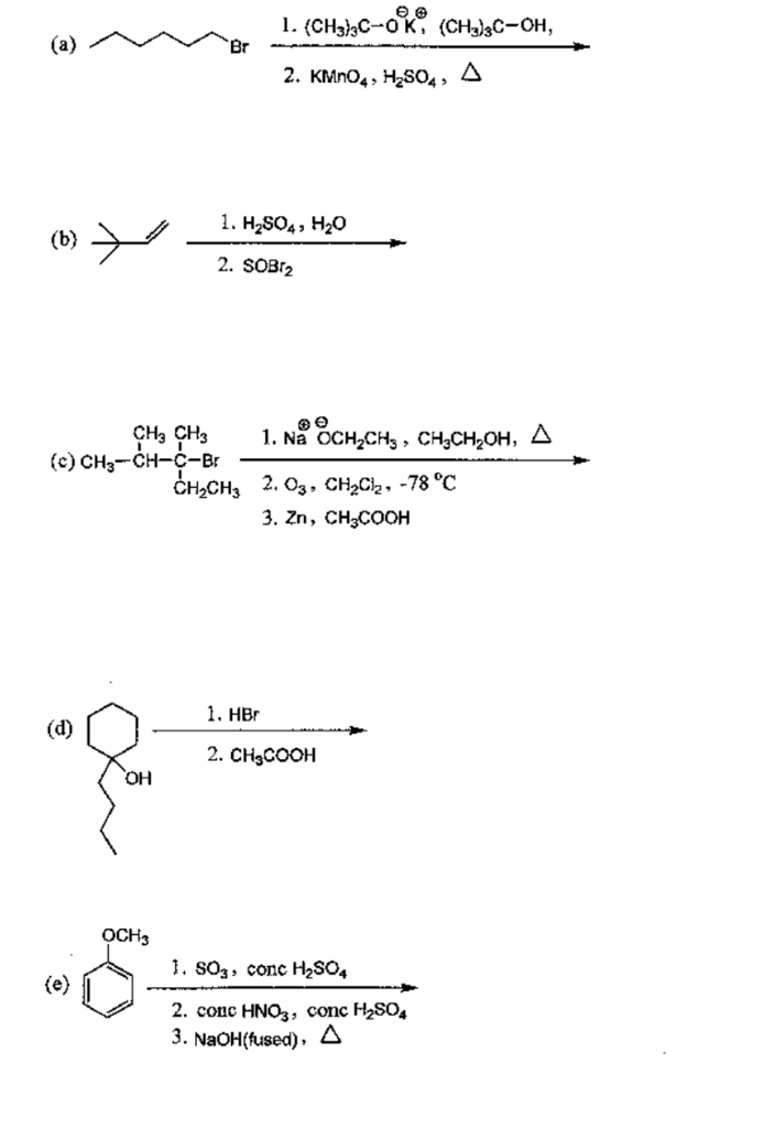 Solved 2. KMno,, Hso4, A 1. H2S04, H2O 2. SOBr2 (c) | Chegg.com