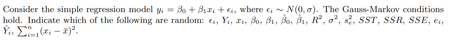 Solved Consider the simple regression model yi=β0+β1xi+ϵi, | Chegg.com