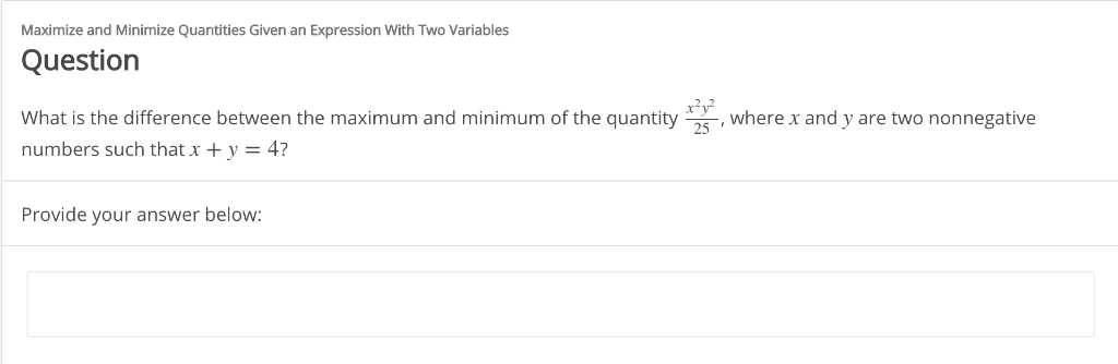 Solved Maximize and Minimize Quantities Given an Expression | Chegg.com