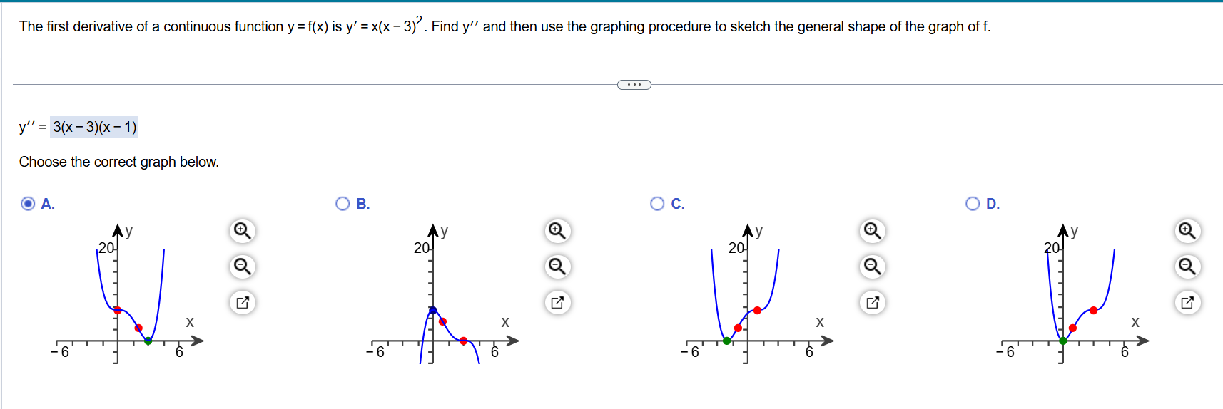 The first derivative of ﻿a continuous function | Chegg.com