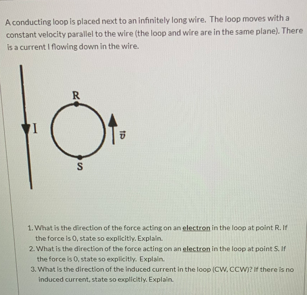 Solved A conducting loop is placed next to an infinitely | Chegg.com