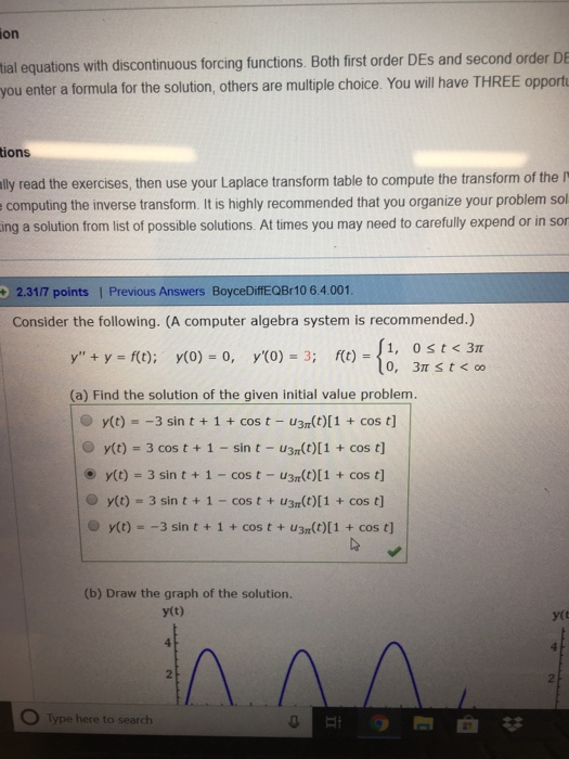 Solved on tial equations with discontinuous forcing | Chegg.com