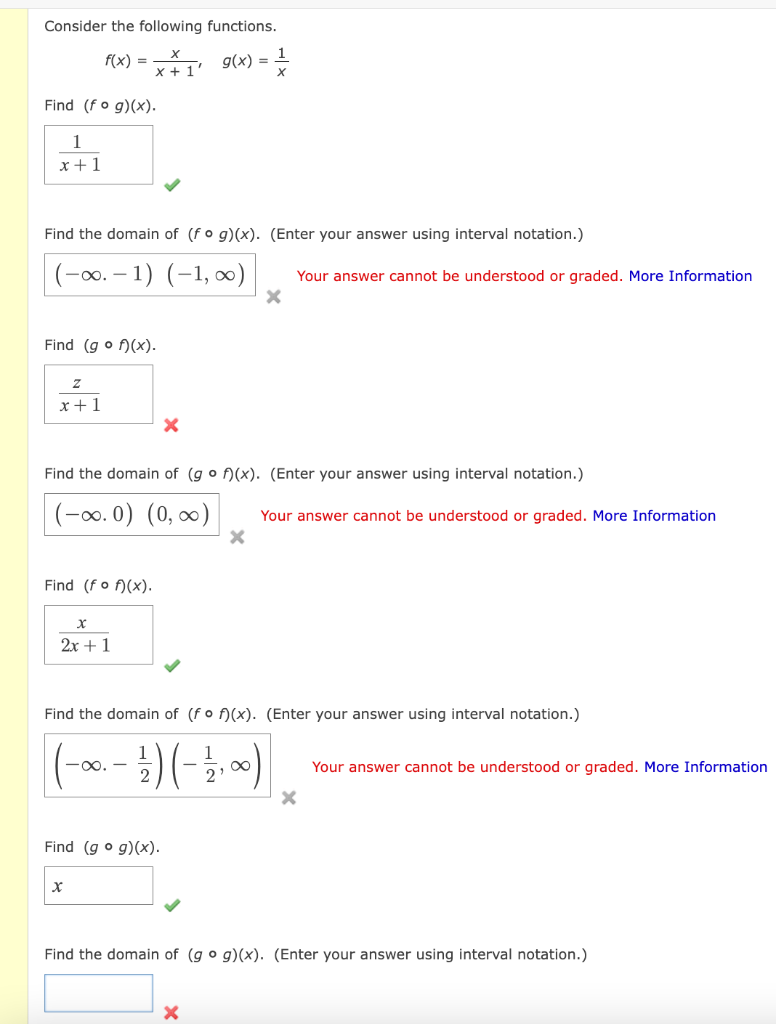 Solved Consider the following functions. f(x)=x+1x,g(x)=x1 | Chegg.com