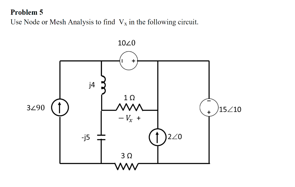 Solved Problem 5 Use Node or Mesh Analysis to find Vx in the | Chegg.com