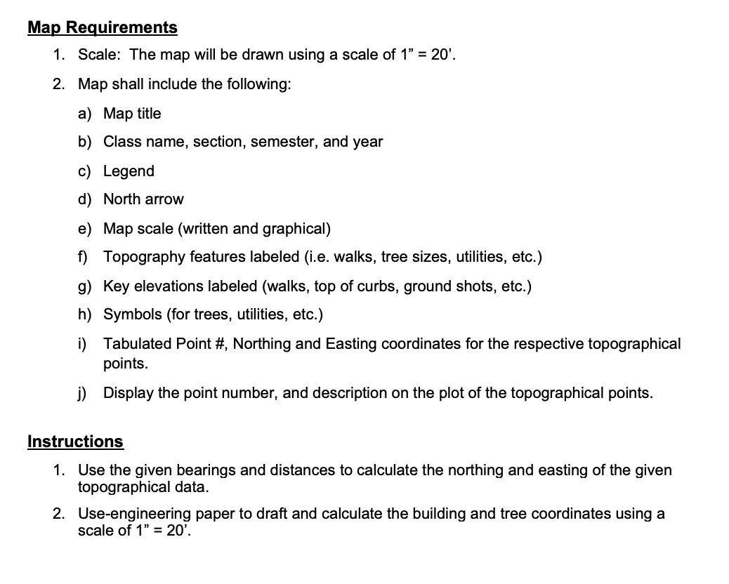 Map Requirements 1. Scale: The map will be drawn | Chegg.com