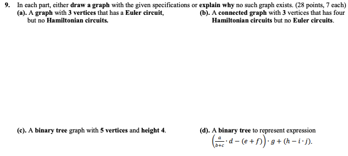 Solved In each part, either draw a graph with the given | Chegg.com