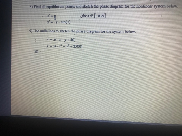 8) Find all equilibrium points and sketch the phase | Chegg.com