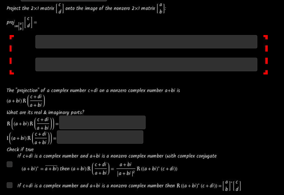 Solved Project the 2x1 Matrix [c d} onto the image of the | Chegg.com