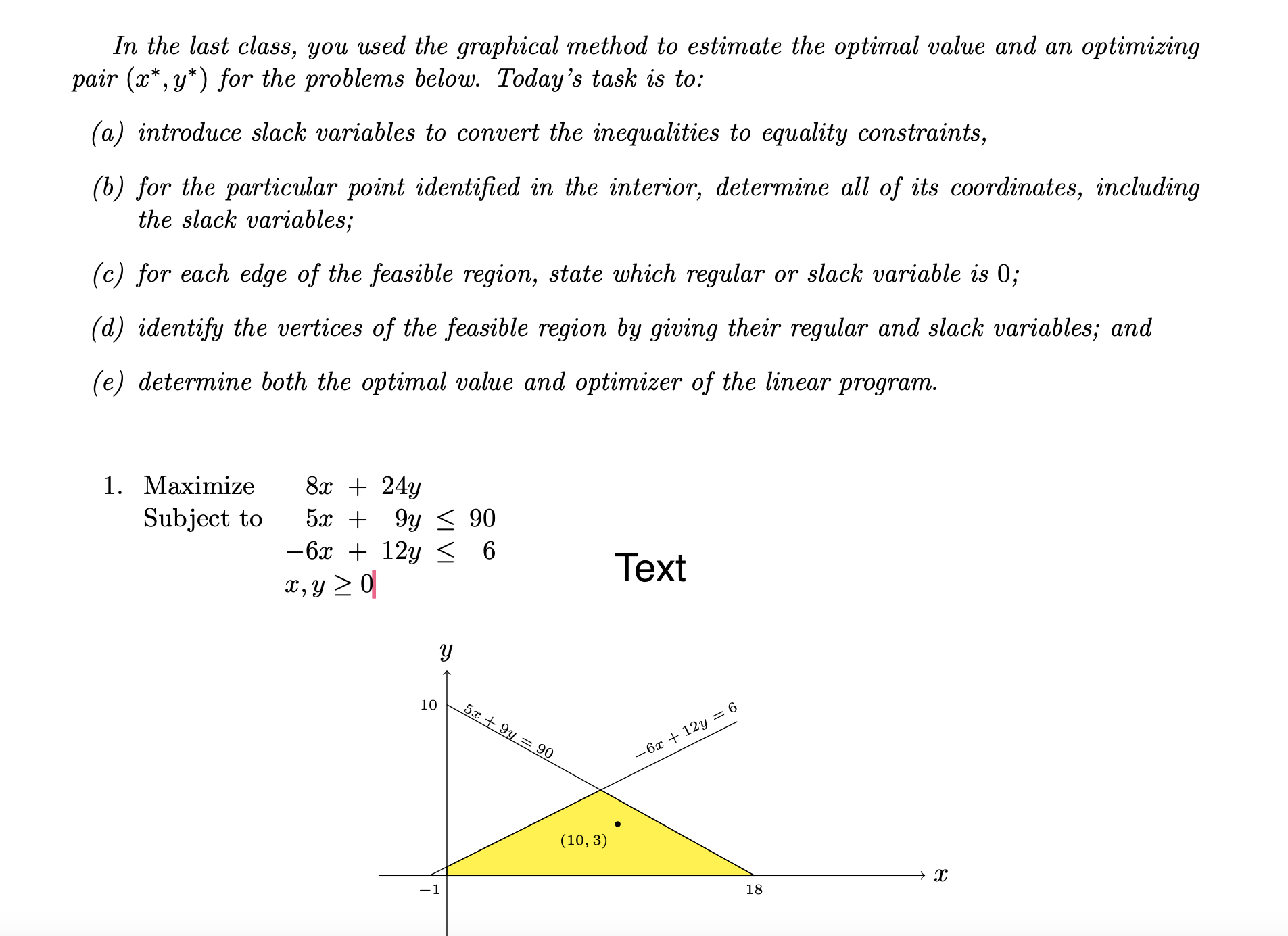 Solved In the last class, you used the graphical method to | Chegg.com