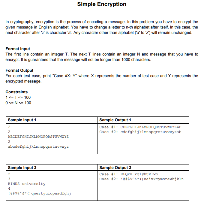 Solved Simple Encryption In cryptography, encryption is the | Chegg.com