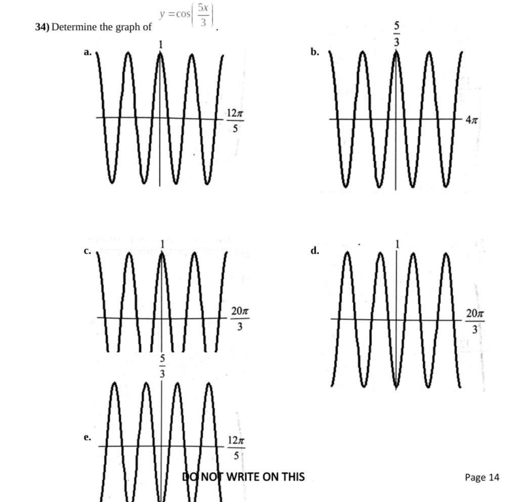 Solved 5x y =COS 34) Determine the graph of a. b. w 12 41 5 | Chegg.com