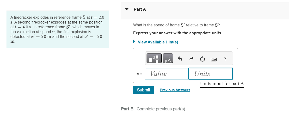 Solved A firecracker explodes in reference frame S at t=2.0 | Chegg.com