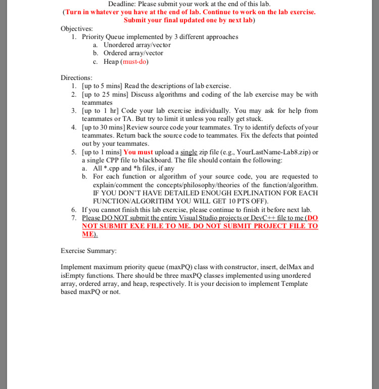 Solved Deadline: Please submit your work at the end of this | Chegg.com