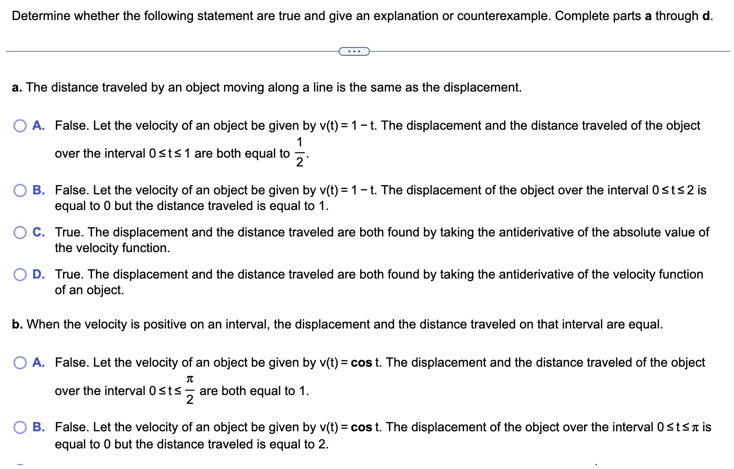 Solved Determine whether the following statement are true | Chegg.com