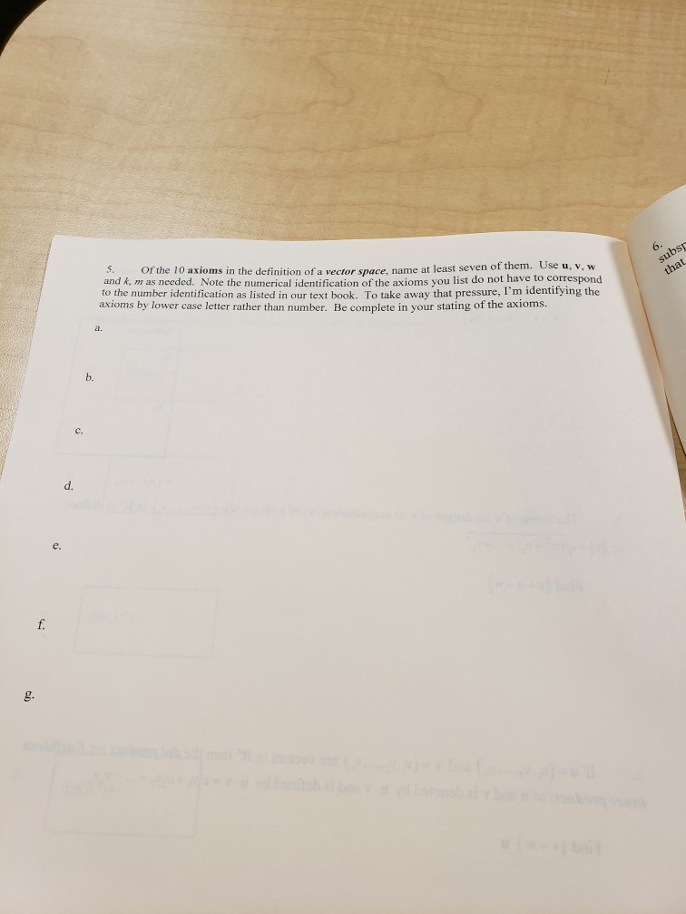 Solved 5. Of the 10 axioms in the definition of a vector | Chegg.com