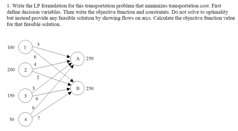 Solved 1. Write the LP formulation for this transportation | Chegg.com