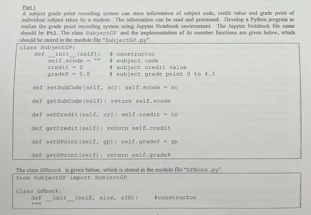 Solved Part 1 A subject grade point recording system can | Chegg.com