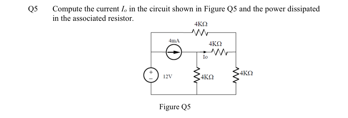 Q5 ﻿Compute the current Io ﻿in the circuit shown in | Chegg.com
