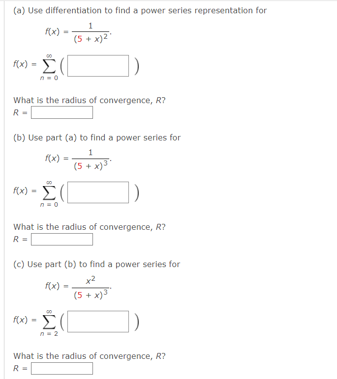 Solved (a) ﻿Use differentiation to find a power series | Chegg.com
