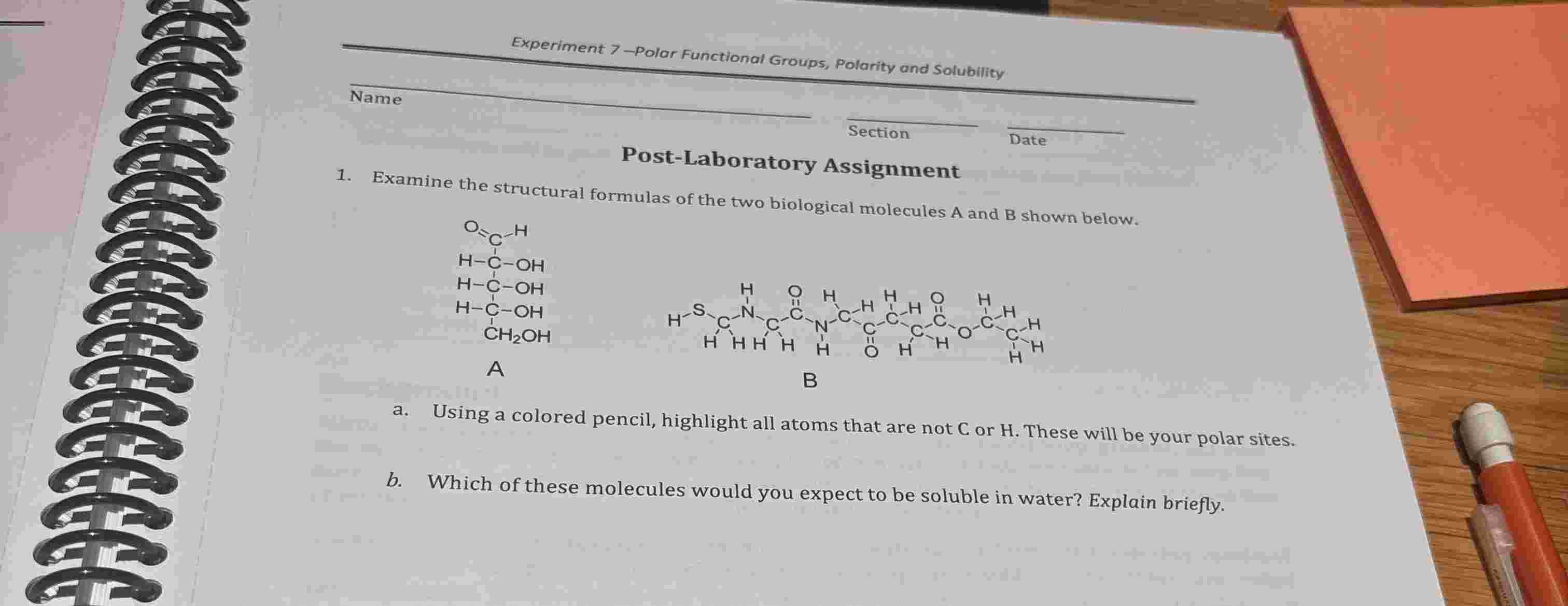 Solved Post-Laboratory Assignment 1. ﻿Examine the structural | Chegg.com
