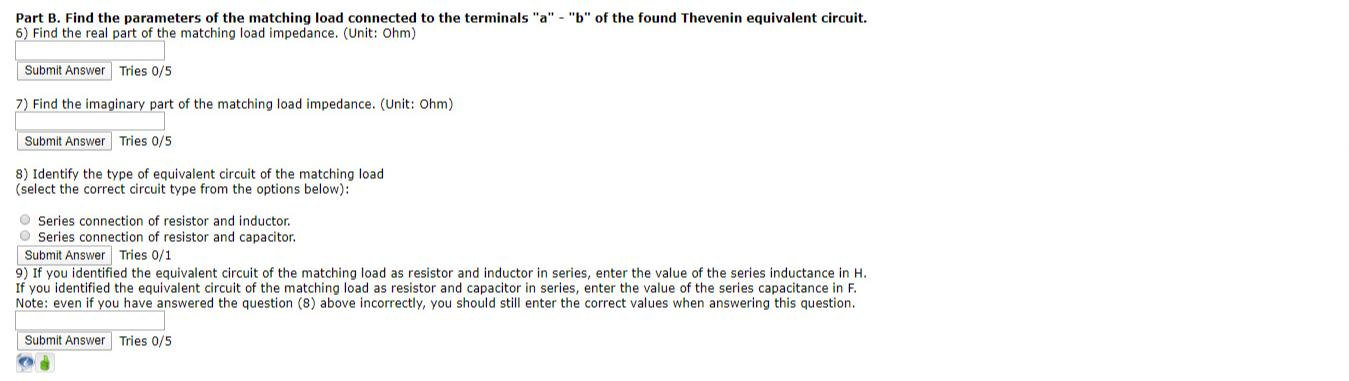 Solved Part B. Find the parameters of the matching load | Chegg.com