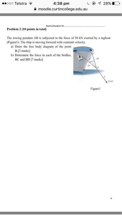 Solved The towing pendant AB is subjected to the force of 50 | Chegg.com