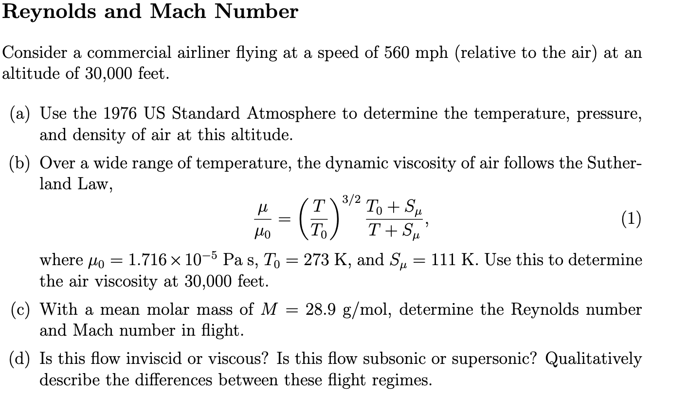 Solved Reynolds and Mach Number Consider a commercial | Chegg.com