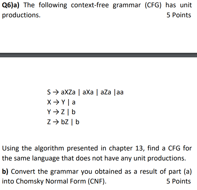 Solved Q6)a) The following context-free grammar (CFG) has | Chegg.com
