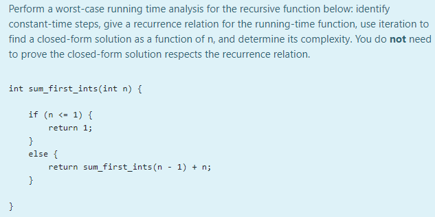 Solved Perform a worst-case running time analysis for the | Chegg.com