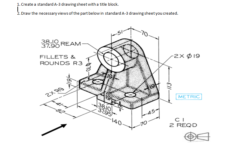 Solved It is third angle projection and front side shown as | Chegg.com
