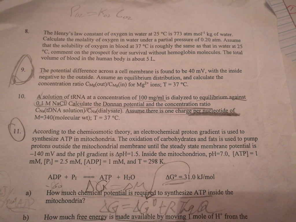 Solved -Kor Cor The Henry's law constant of oxygen in water | Chegg.com