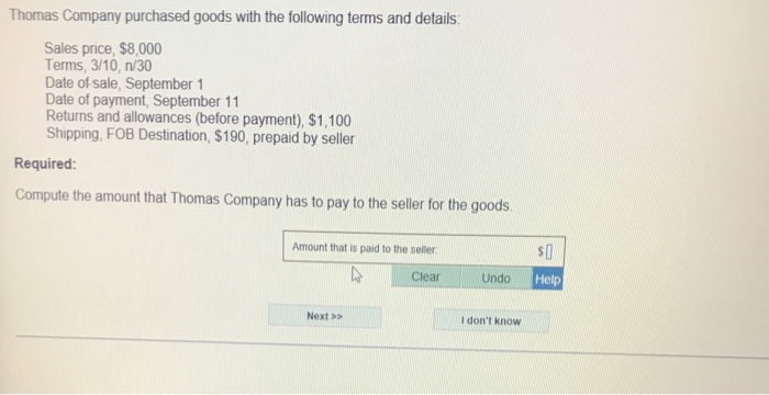 Solved Thomas Company purchased goods with the following | Chegg.com