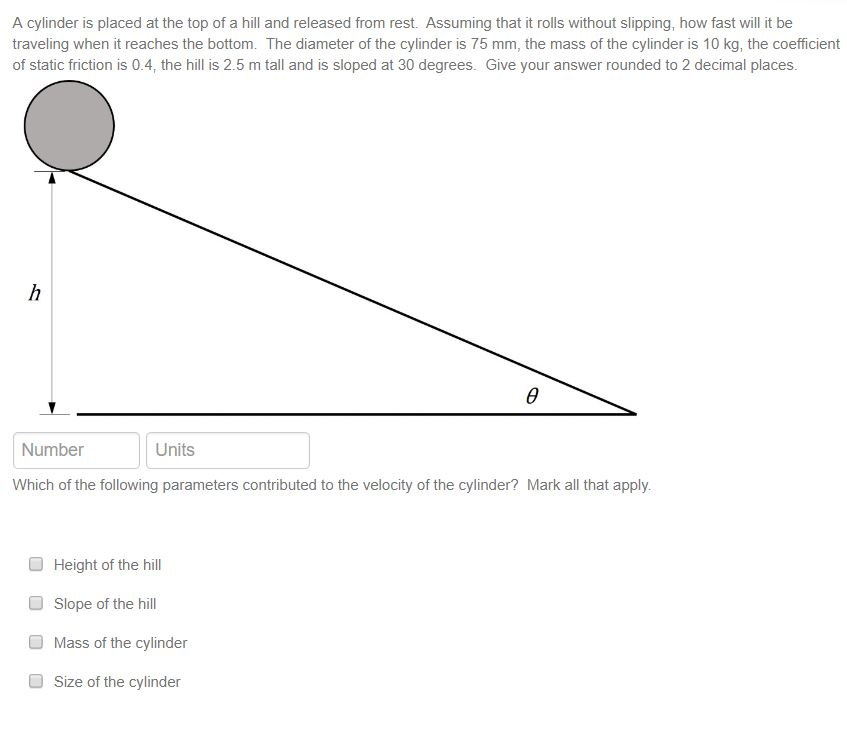 Solved A cylinder is placed at the top of a hill and | Chegg.com