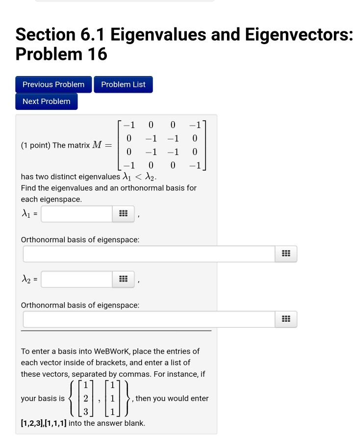 Solved Section 6.1 Eigenvalues and Eigenvectors: Problem 16 | Chegg.com