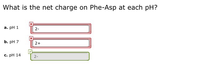 Solved What is the net charge on Phe-Asp at each pH? a. pH | Chegg.com