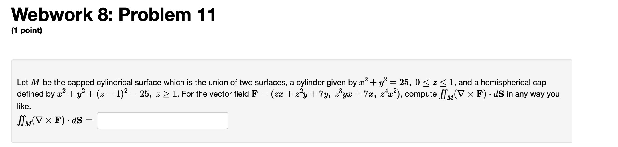 Solved Webwork 8: Problem 11 (1 point) Let M be the capped | Chegg.com