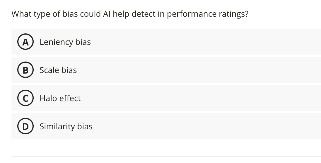 Solved What type of bias could Al help detect in performance | Chegg.com